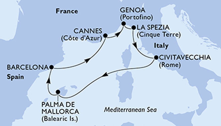 MSC Spain, France & Italy, Family Fly/Cruise from Barcelona - Abbey Travel